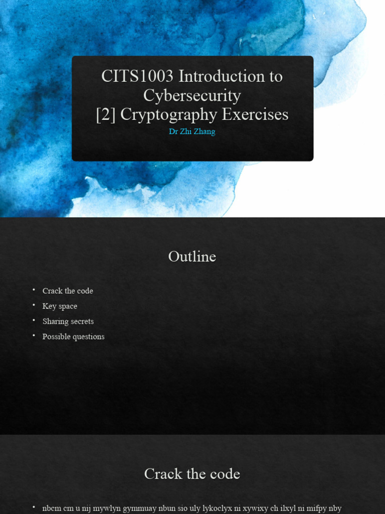 CITS1003 2 Cryptography Exercises | PDF | Encryption | Key (Cryptography)