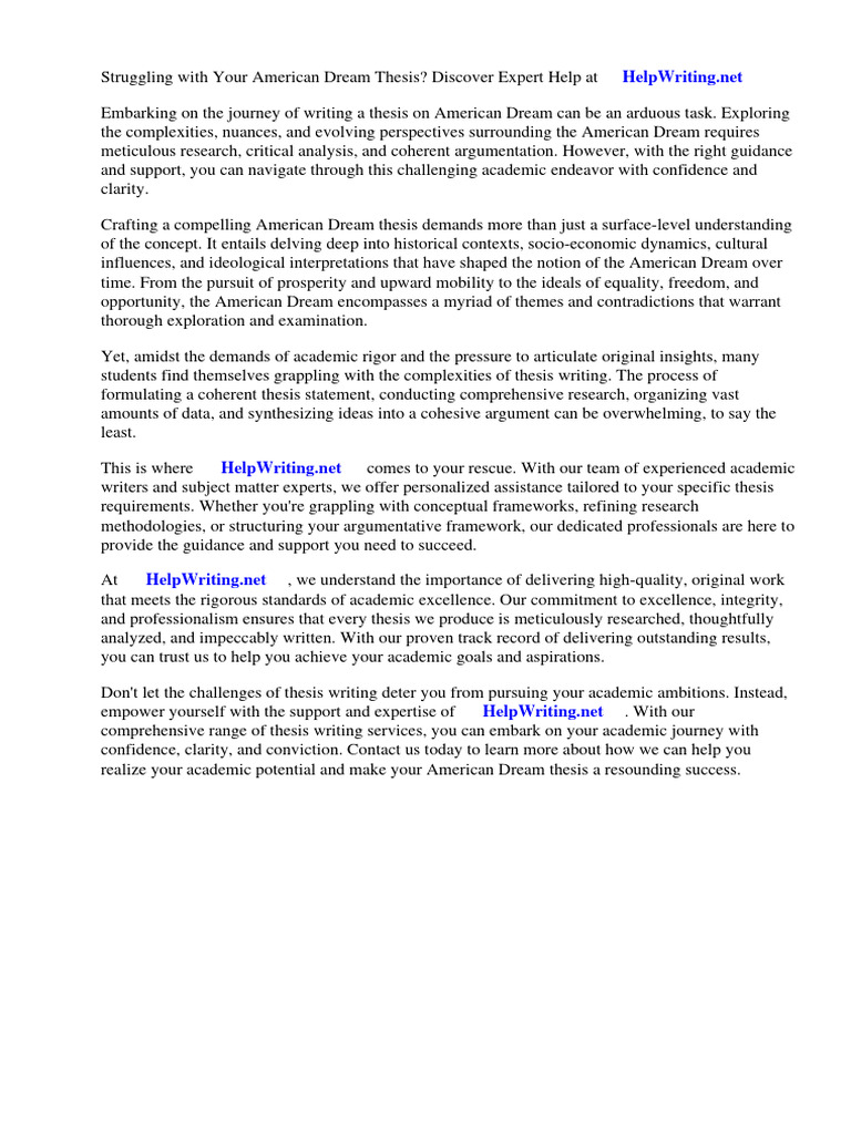 American Dream Thesis Ideas | PDF | American Dream | Essays