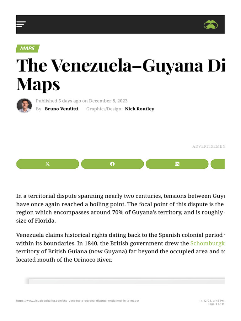 Venezuela-Guyana Border Dispute Overview | PDF | Venezuela | Politics ...