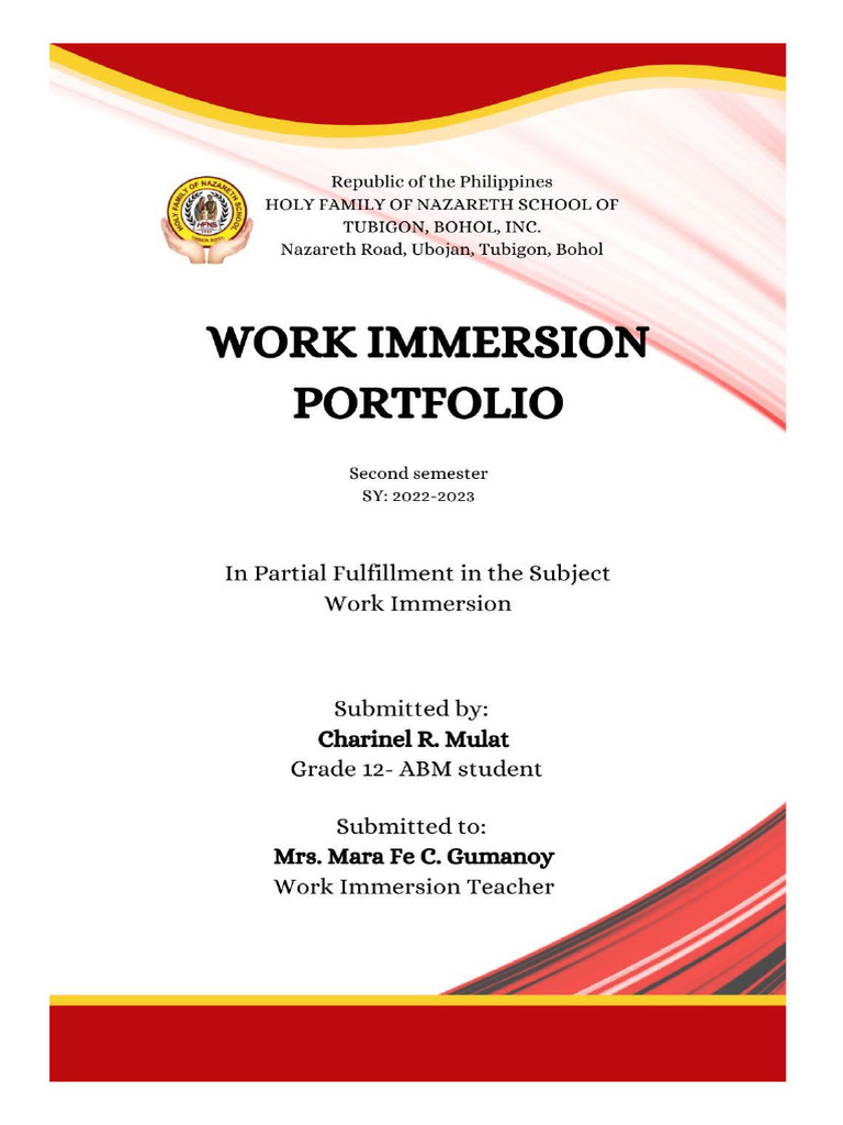 Work Immersion Portfolio | PDF