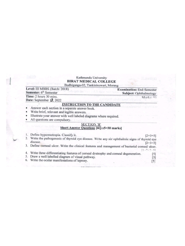 SAQ Ophthalmology | PDF