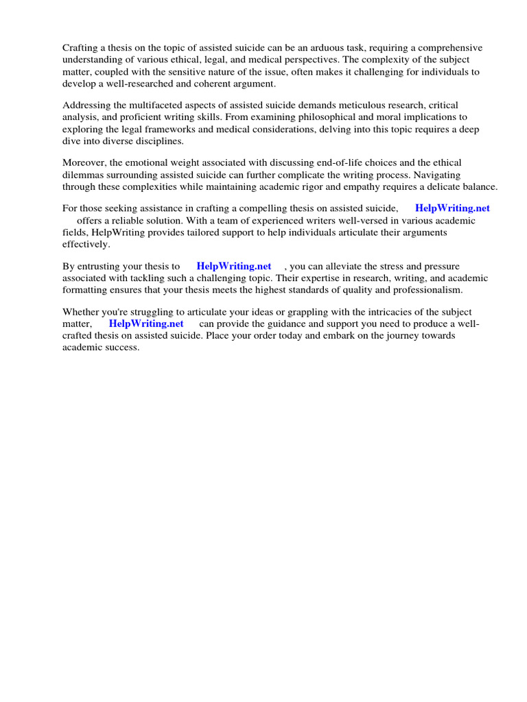 Assisted Suicide Essay Thesis | PDF | Suicide | Terminal Illness