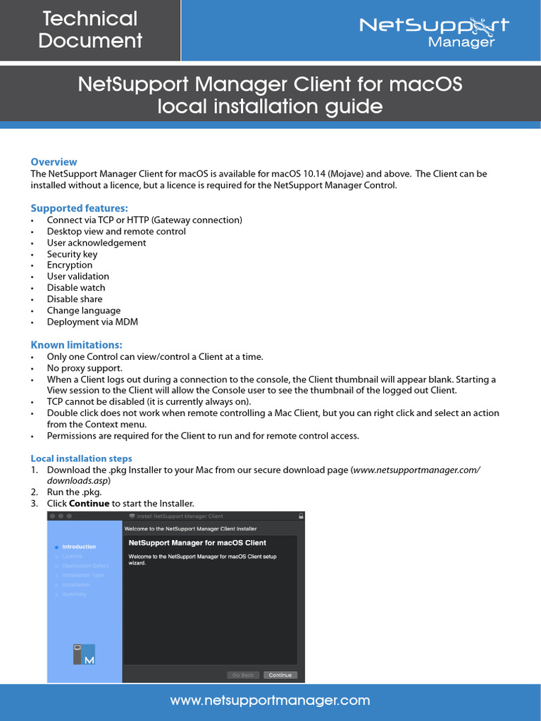 NetSupport Manager Client For macOS | PDF | Mac Os | Proxy Server
