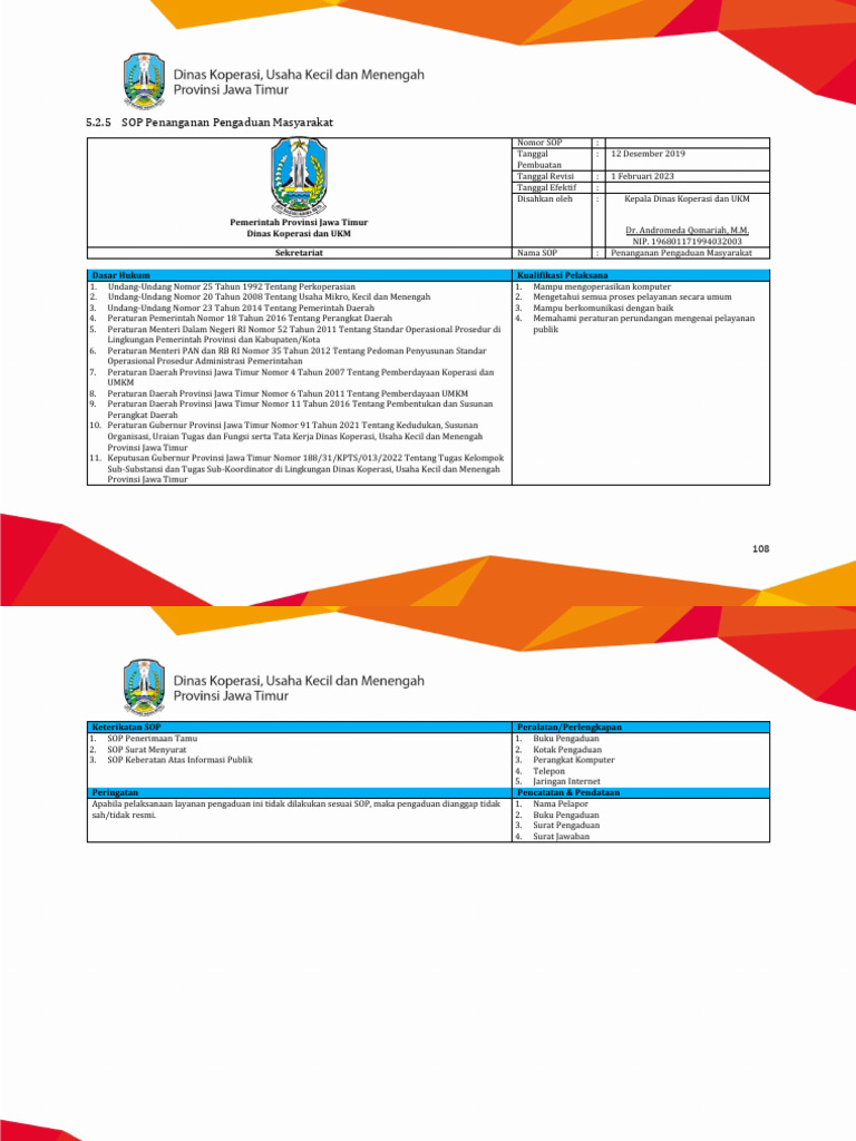 Sop Penanganan Pengaduan Masyarakat | PDF