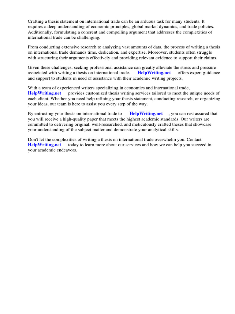 Thesis Statement International Trade | PDF | Economic Growth | Free Trade