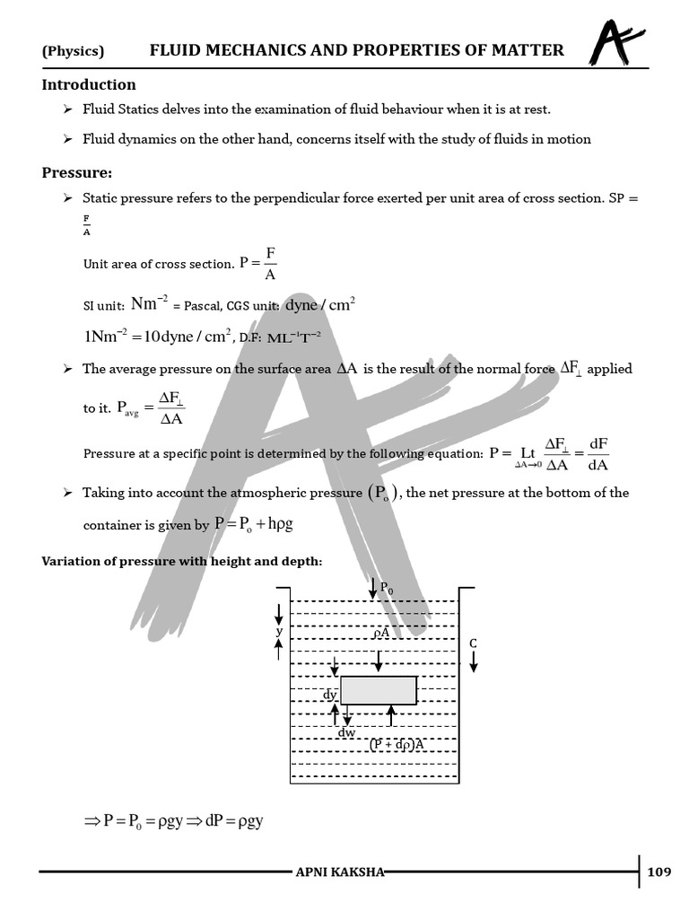 Sheet 01 Fluid Pdf Buoyancy Stress Mechanics