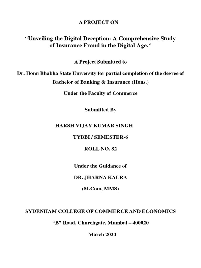 Project Final Draft 1 | PDF | Insurance | Fraud