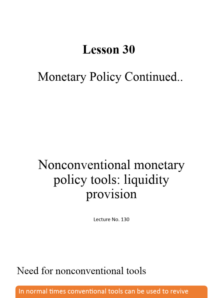 Lesson 30 Monetary Policy Continued.. | PDF | Quantitative Easing | Monetary Policy