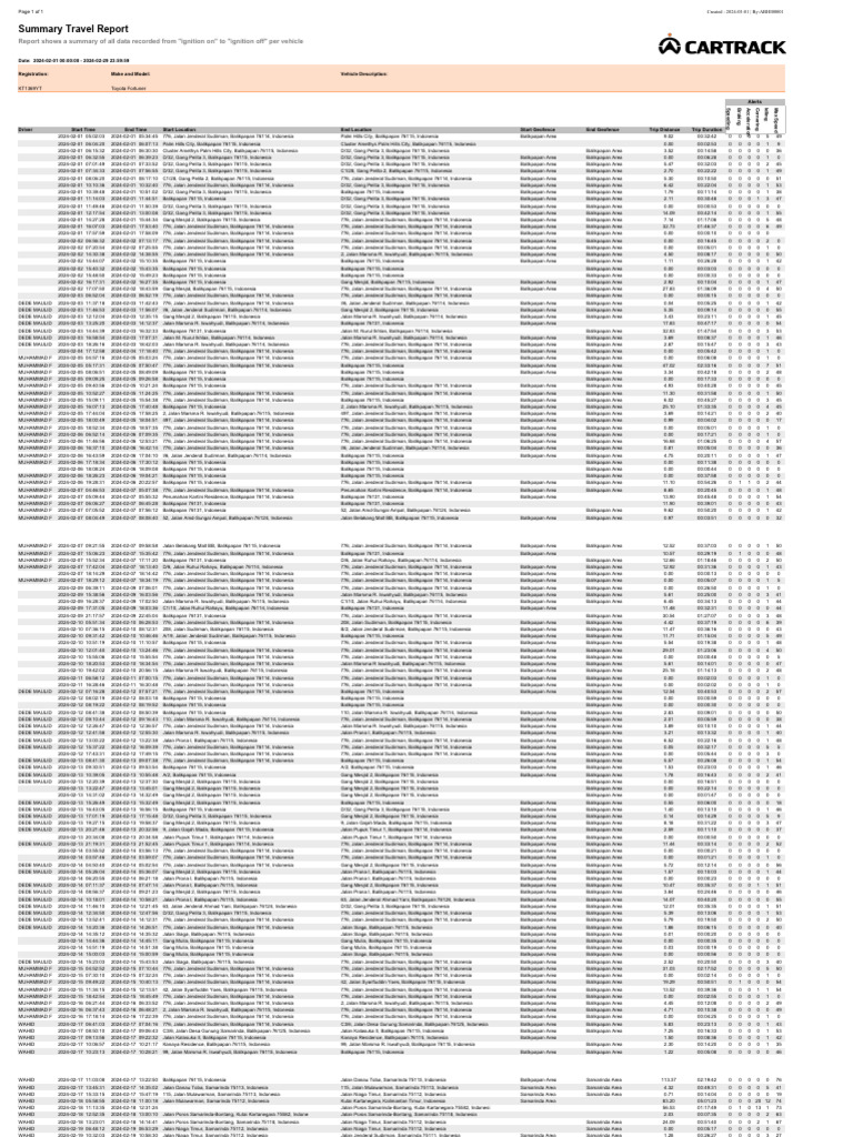 Standard Summary Trip Report | PDF | Transport | Vehicles