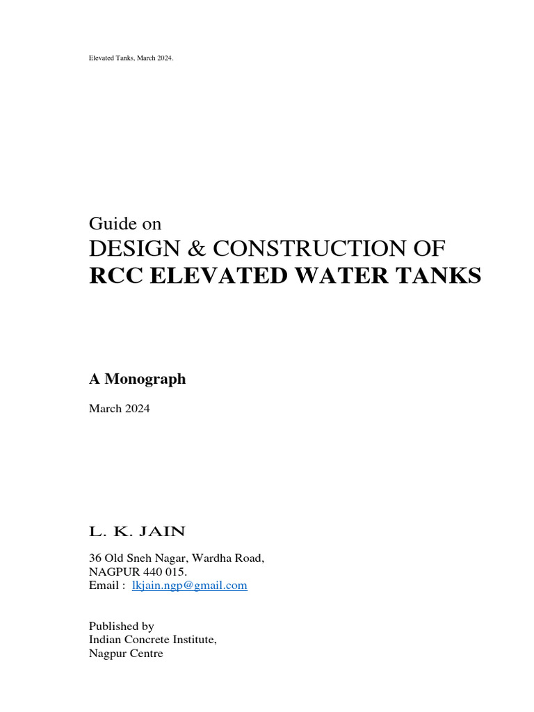 Design & Construction of RCC Elevated Water Tanks | PDF | Concrete ...