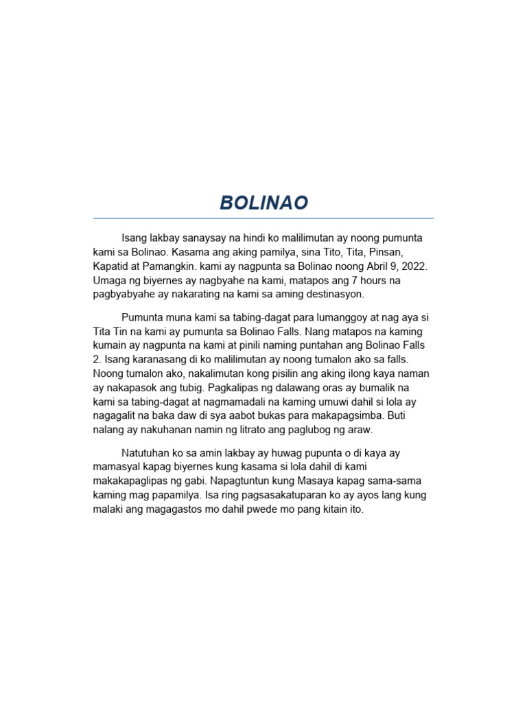 Bolinao 1 | PDF
