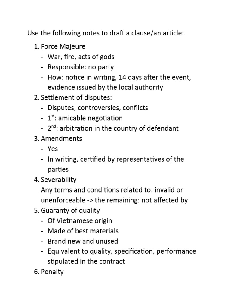 Use The Following Notes To Draft A Clause | PDF | Law