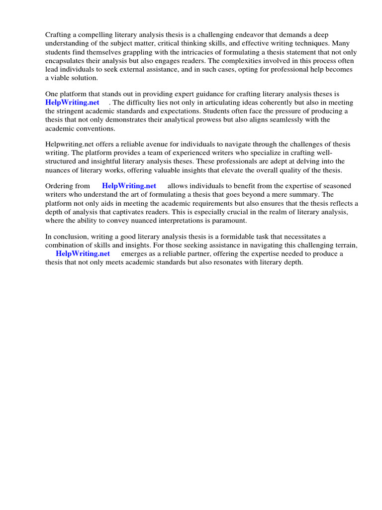 How To Write A Good Literary Analysis Thesis | PDF | Essays | Thought