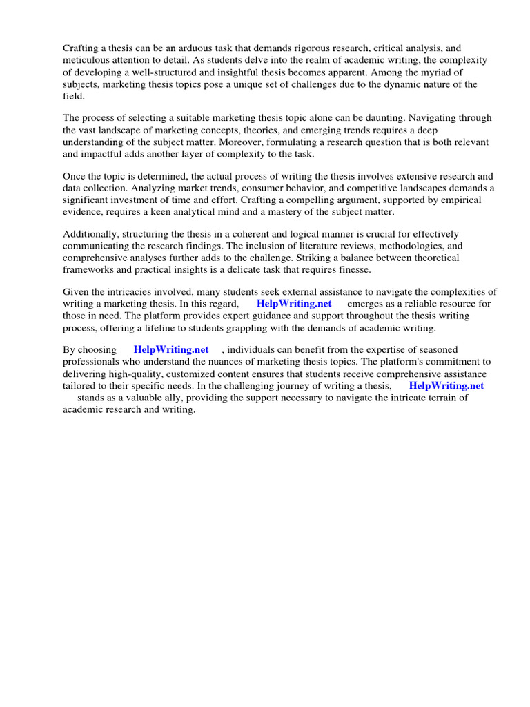 Marketing Thesis Writing Guide | PDF | Marketing | Thesis