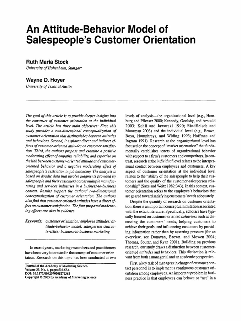 An Attitude-Behavior Model of | PDF | Attitude (Psychology) | Marketing