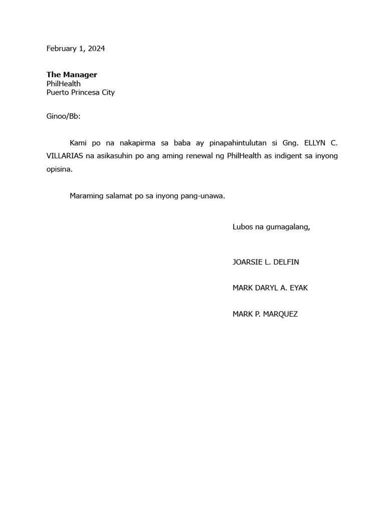 Authorization Letter Philhealth | PDF Authorization Letter Philhealth | PDF