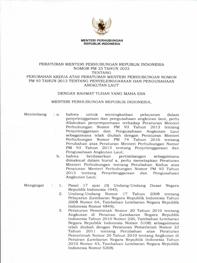PM 23 Tahun 2022 Rev PM 93 Nett | PDF