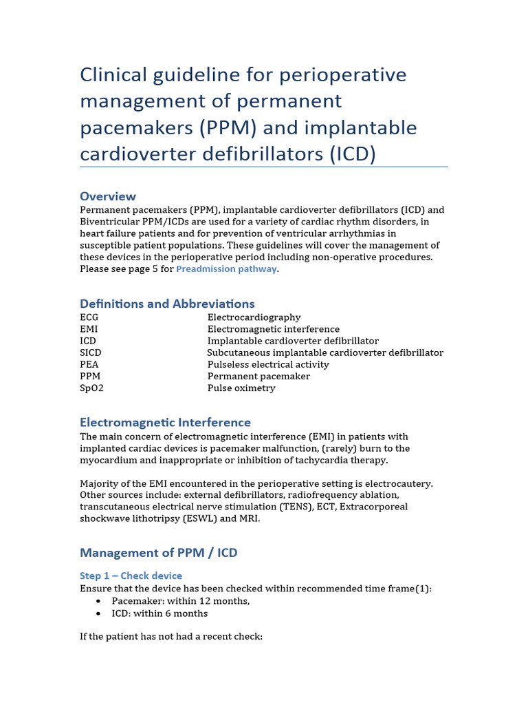 Clinical Guidelines On PPM-ICD | PDF | Artificial Cardiac Pacemaker | Physiology