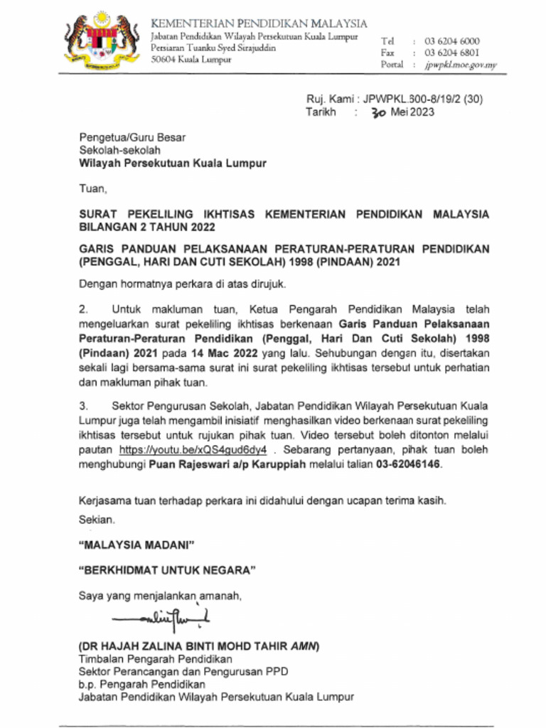 Surat Pekeliling Ikhtisas KPM Bil 2 Tahun 2022 GP Pelaksanaan Peraturan ...