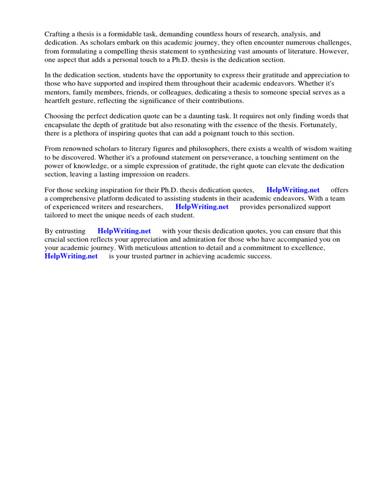 PHD Thesis Dedication Quotes | PDF