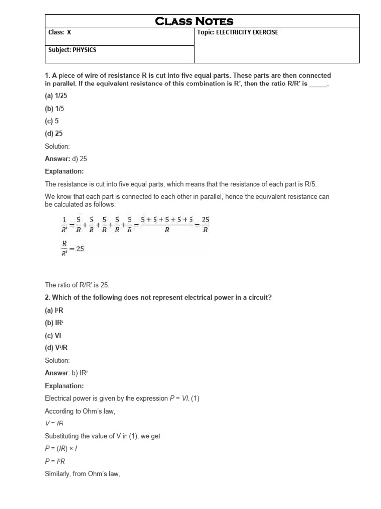 10 Physics | PDF | Series And Parallel Circuits | Resistor
