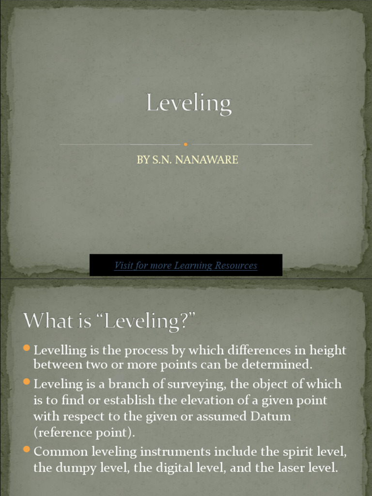 Sureveying (CE3G) - Leveling | PDF | Surveying | Glass Engineering And ...