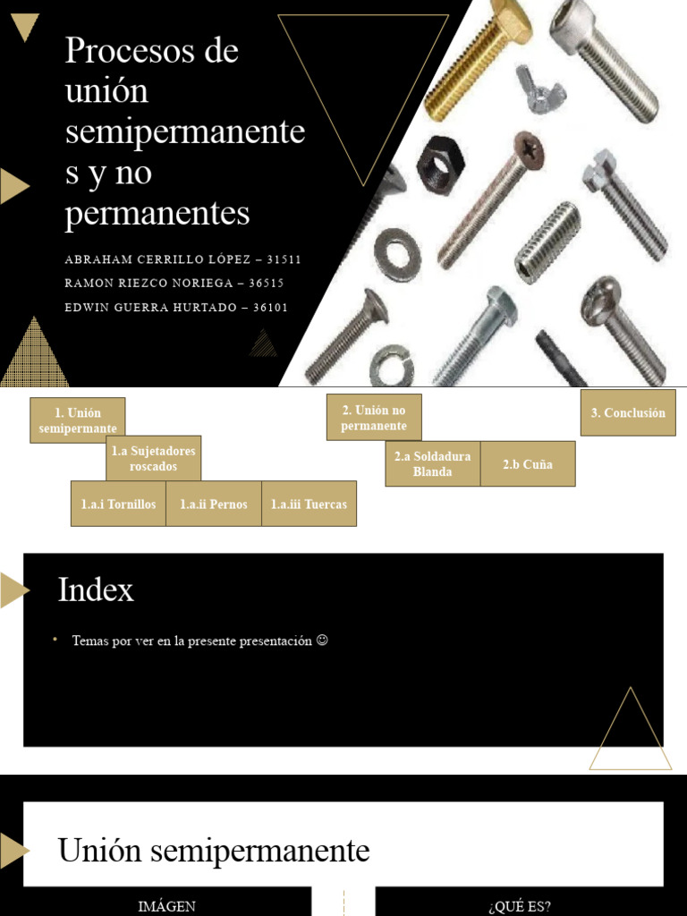 Uniones Semipermanentes y No Permanentes | PDF | Tornillo | Procesos ...