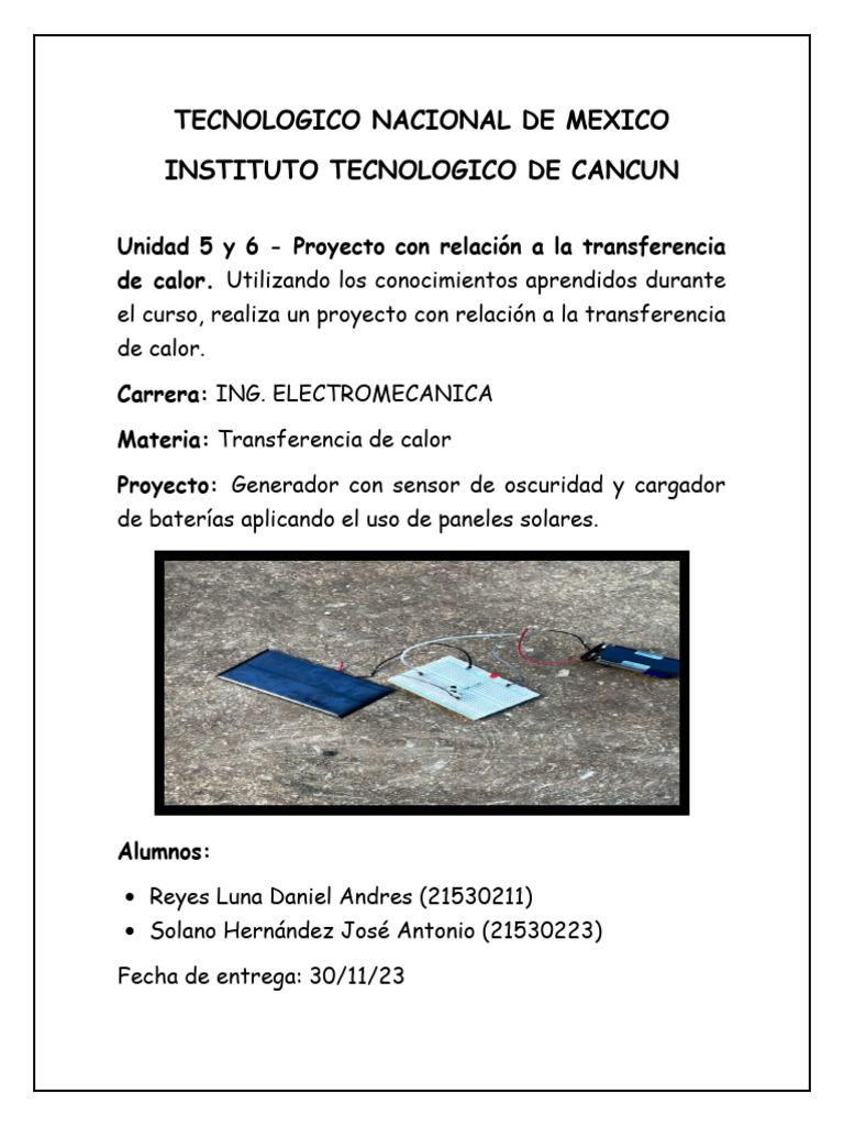 Proyecto de Transferencia de Calor | PDF Proyecto de Transferencia de Calor | PDF