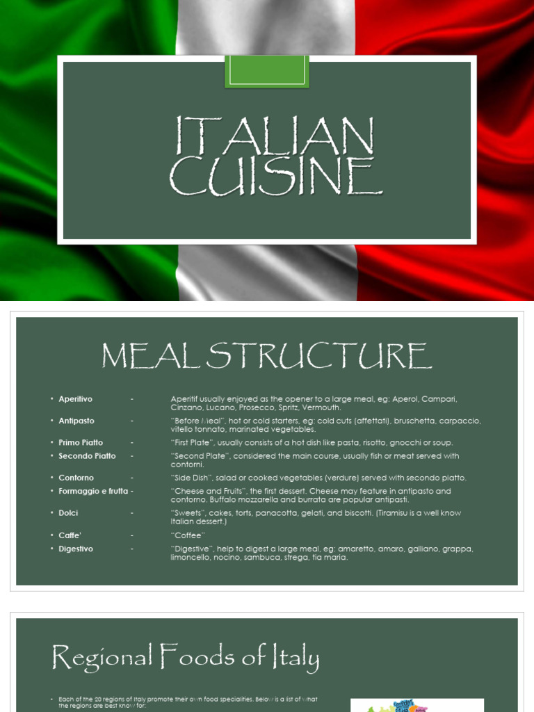 Italian Meal Structure Explained | PDF | Pasta | Western Cuisine