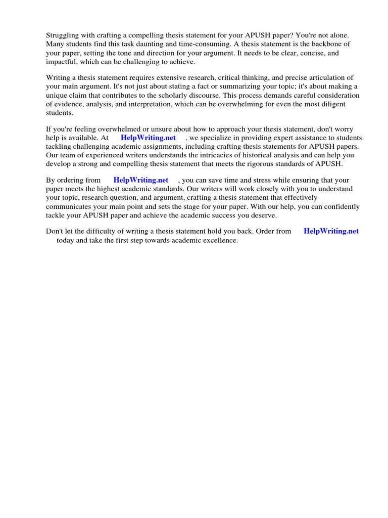 APUSH Thesis Help for Students | PDF | Essays | Thesis