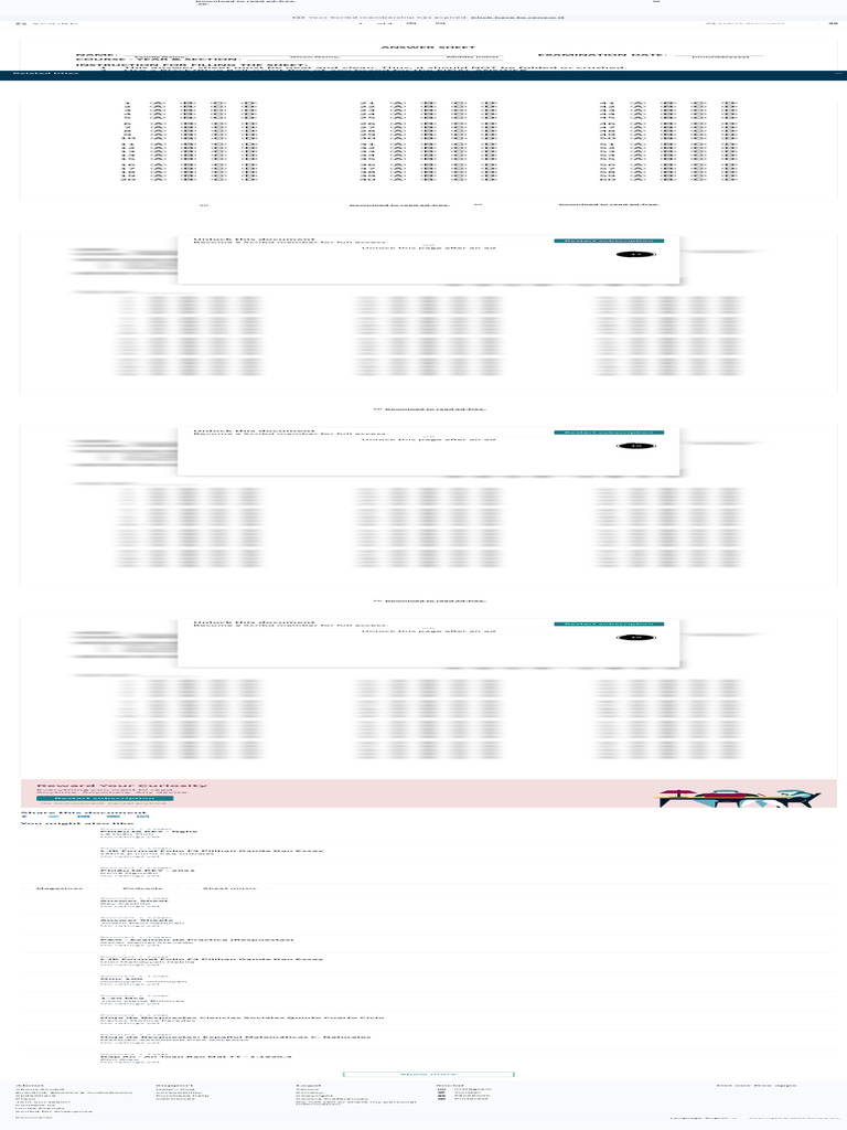 Answer Sheets For 60 Items - PDF | PDF | Scribd | Computing Answer Sheets For 60 Items - PDF | PDF | Scribd | Computing