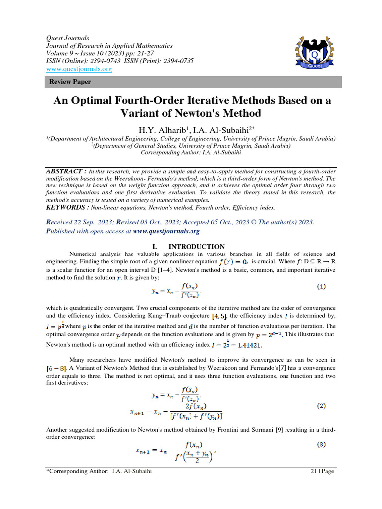 Hala Alharib 4th Order | Download Free PDF | Mathematical Optimization | Algorithms