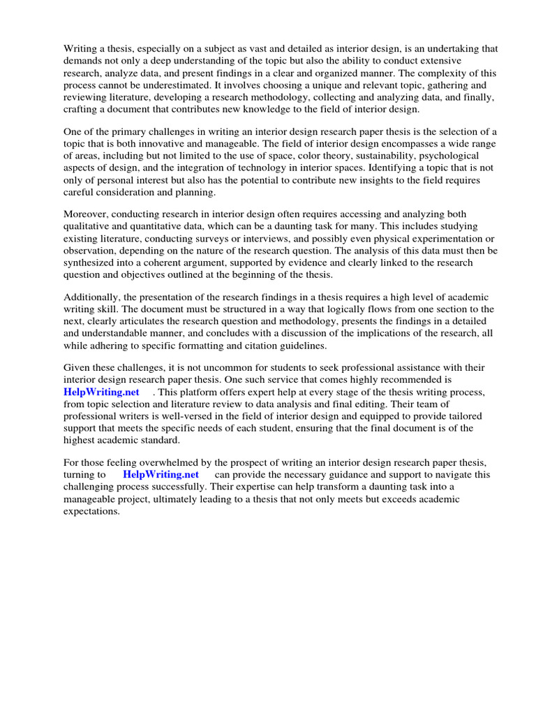 Interior Design Thesis Guide | PDF | Methodology | Thesis