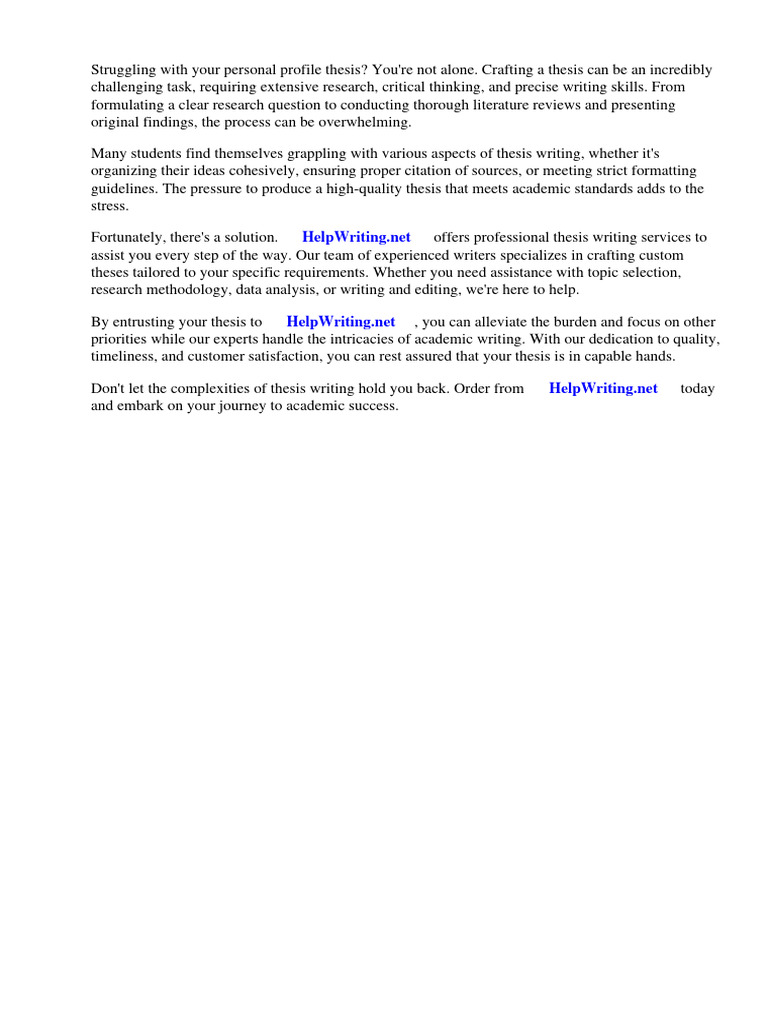 Personal Profile Thesis | PDF | Self-Improvement | Wellness