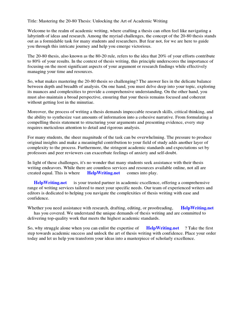 Master the 20-80 Thesis Writing | PDF | Thesis | Essays