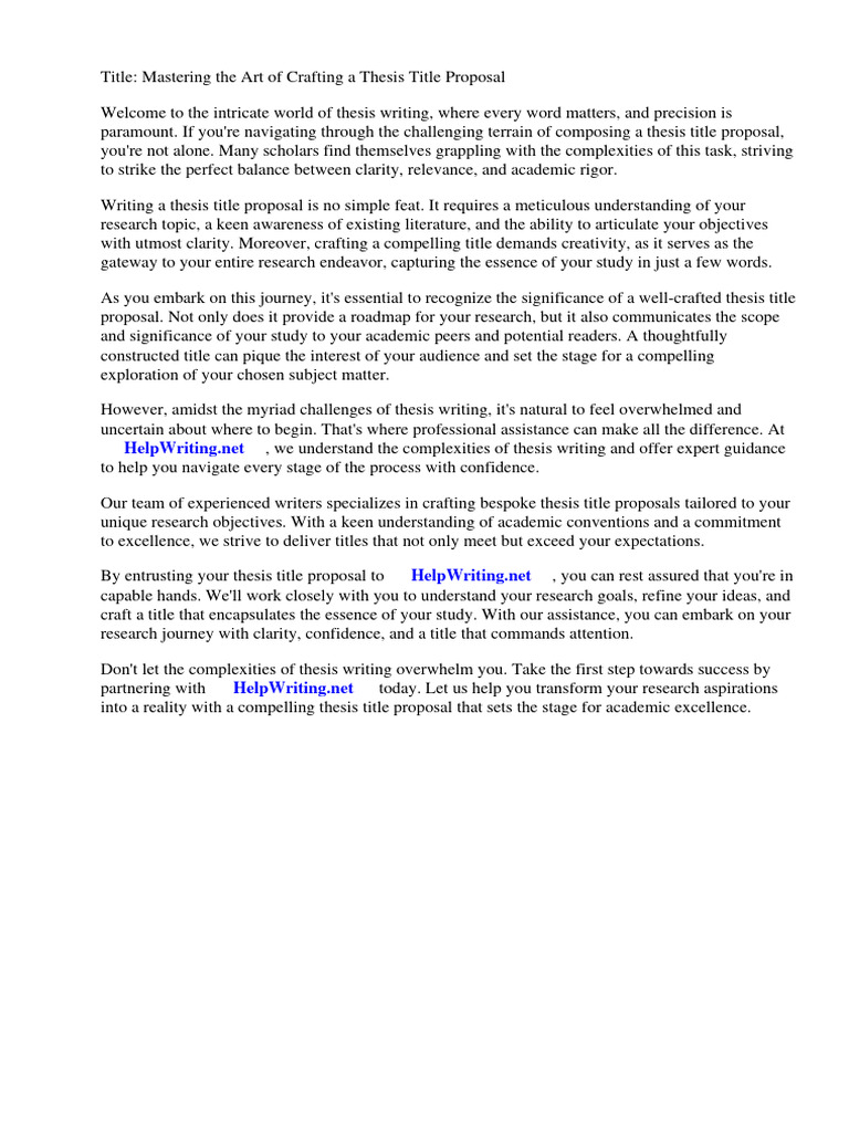 How To Write A Thesis Title Proposal | PDF | Thesis | Privacy