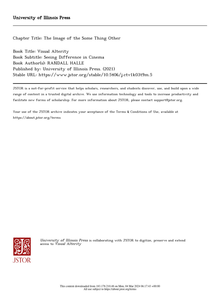 Visual Alterity | PDF | Mind | Perception