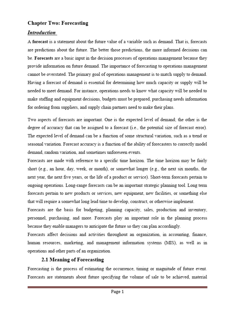 Chapter 2 Forecasting Mm Pdf