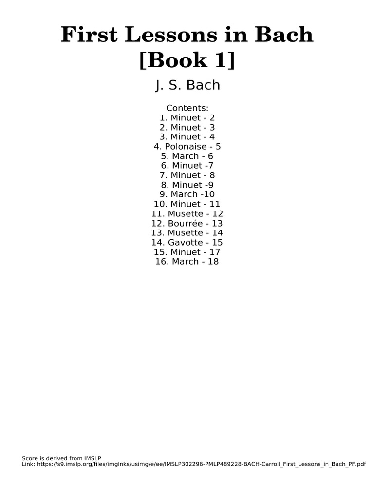 First - Lessons - in - Bach - Book - 1 - Johann - Sebastian - Bach ...