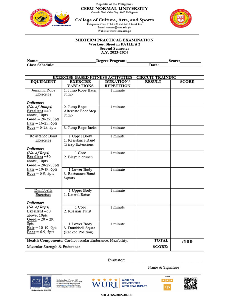 Mpe Workout Sheet Long Black White | PDF | Strength Training | Human ...