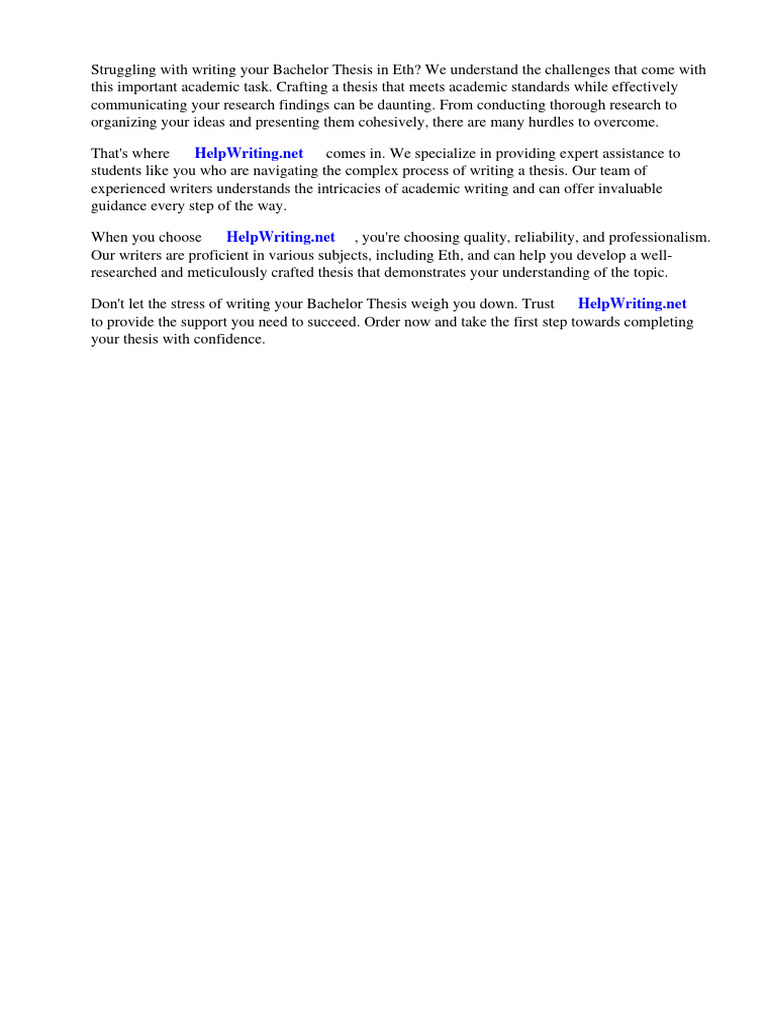 Bachelor Thesis Eth Example | PDF | Thesis