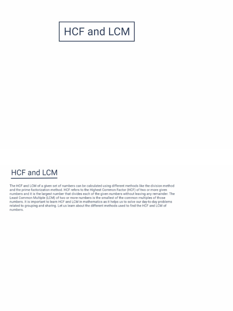 CLASS NOTES HCF and LCM | PDF