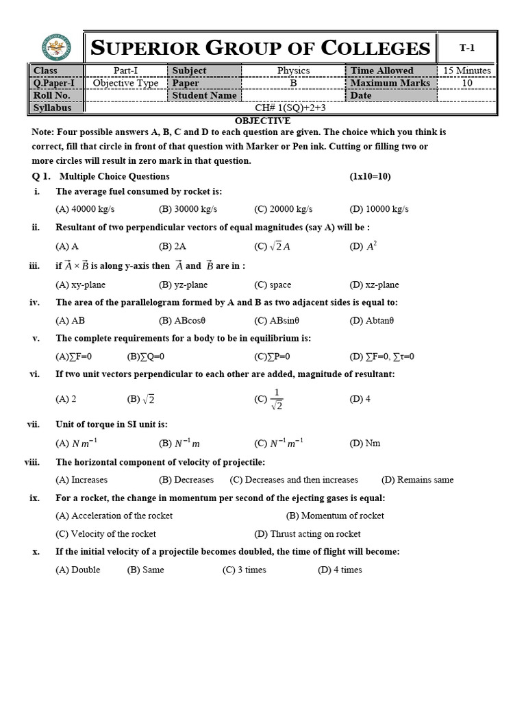 Test Chapter 1+2+3 B (Topper) Done | PDF | Collision | Acceleration