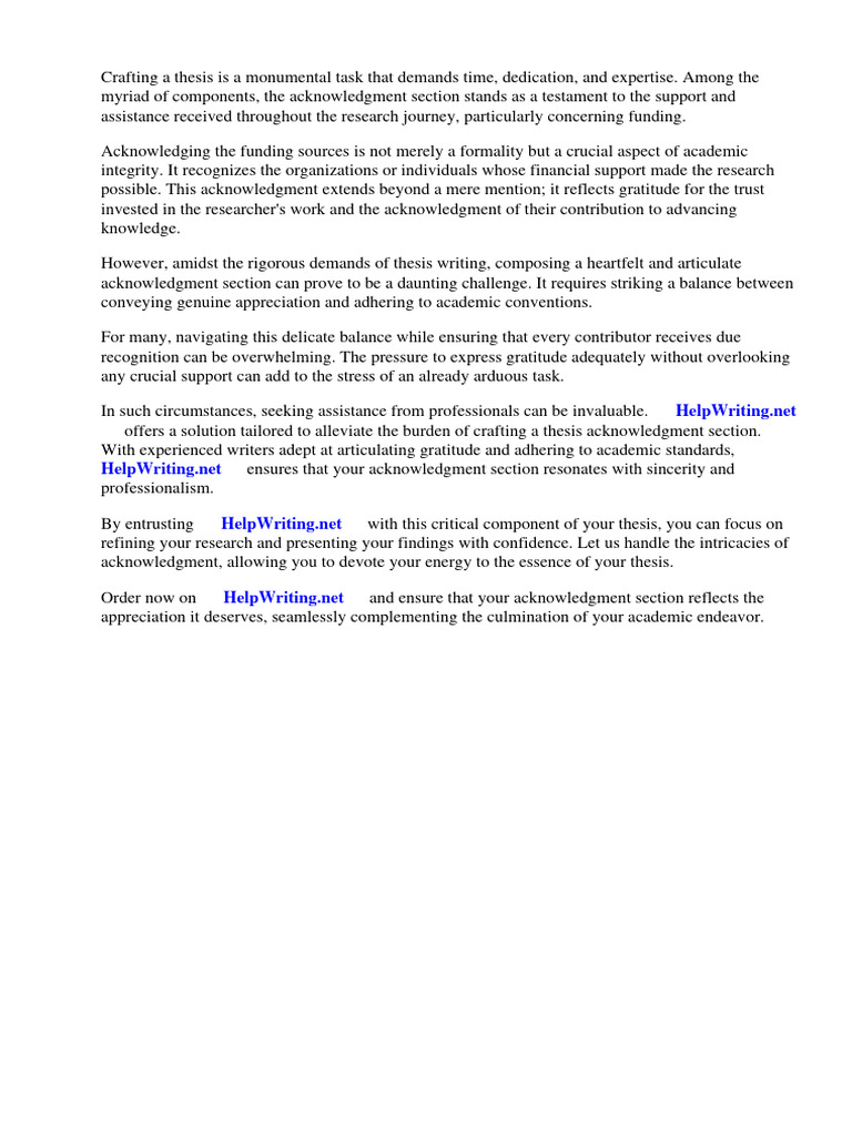 Thesis Acknowledgement Funding | PDF