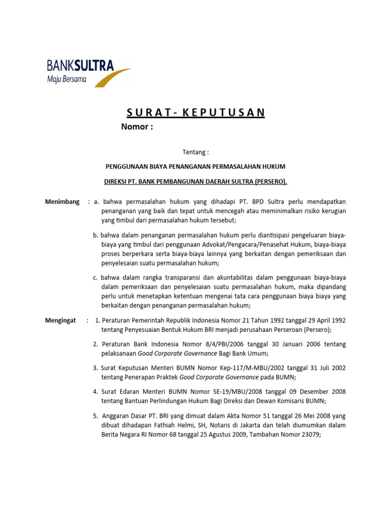 Surat Keputusan Bri | PDF