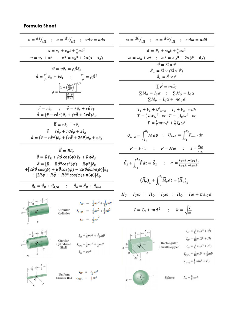 Formula Sheet - Final | PDF Formula Sheet - Final | PDF