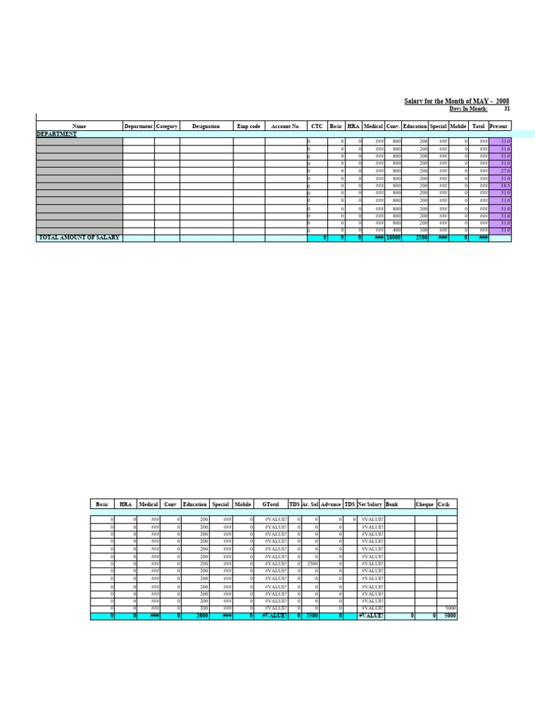 Salary Sheet Format | PDF | Service Industries | Financial Services
