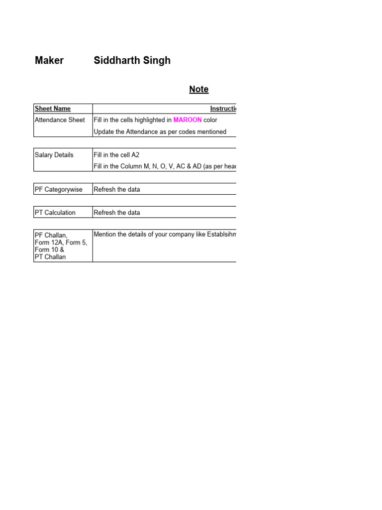 Salary Sheet & PF PT Calculation & Challan | PDF | Money | Taxes