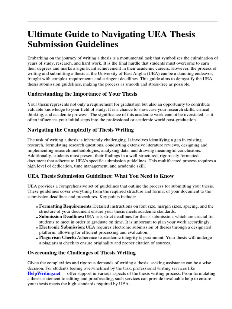 Uea Thesis Submission Guidelines | PDF | Thesis | World Wide Web