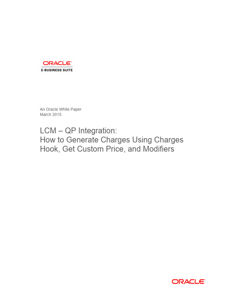 LCM-QP Integration WP v1-1 | PDF | Pricing | Inventory